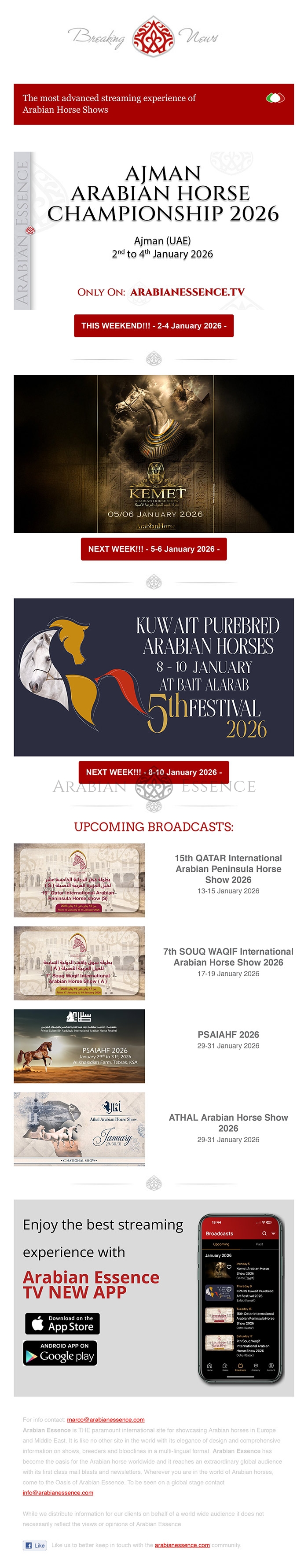 Arabian Essence TV - Upcoming Events - NEXT WEEK!! | Arabian Essence TV